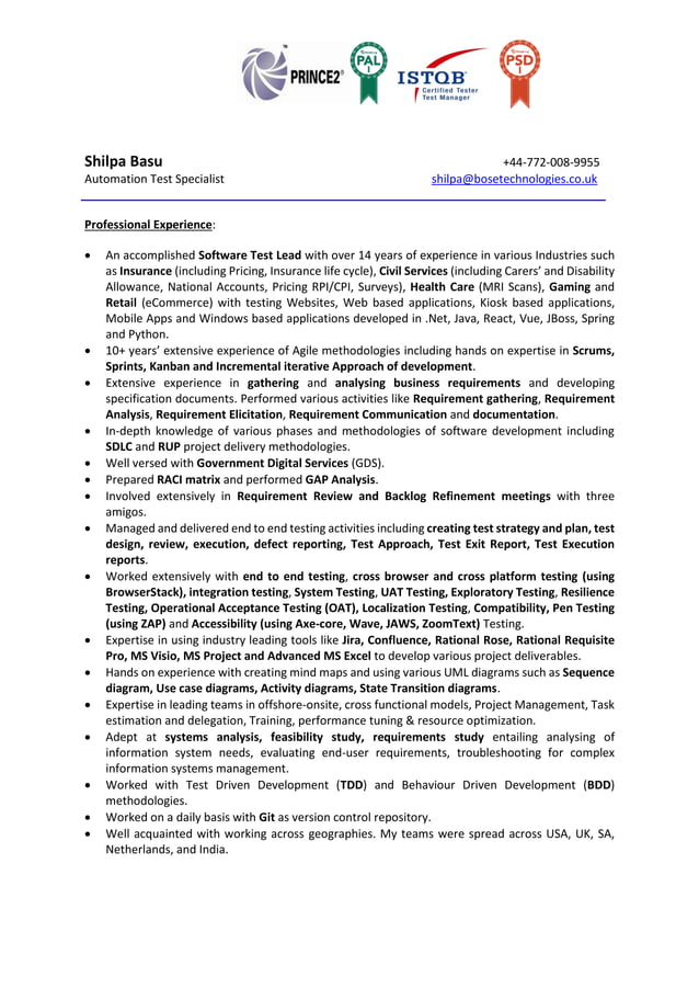 Shilpa Basu - CV | PDF