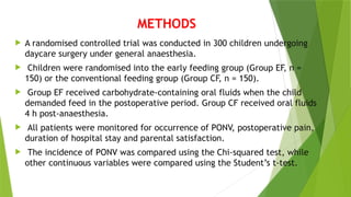 Occurence of postoperative nausea and vomiting vs conventional feeding.pptx