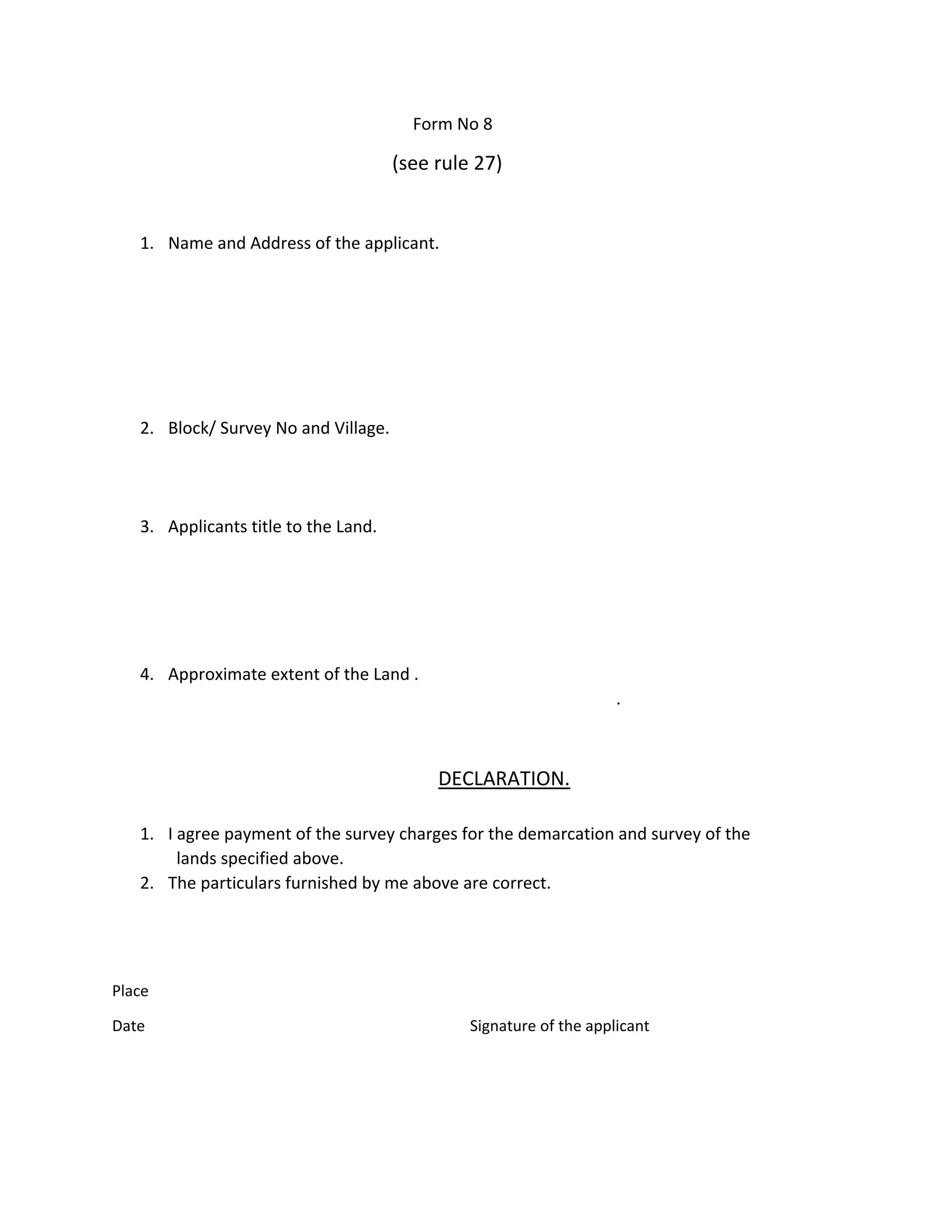 Sample Form 8 - Survey and Boundaries Act | PDF