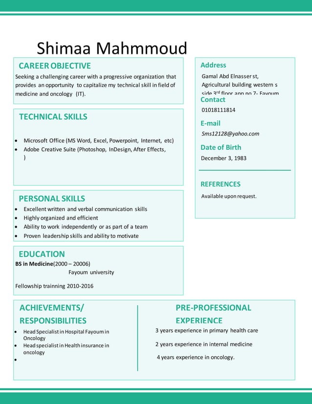 Shimaa mahmmoud.docx new cv.docx filled | PDF