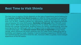 Shimla: The Enchanting Queen of the Hills | PPTX