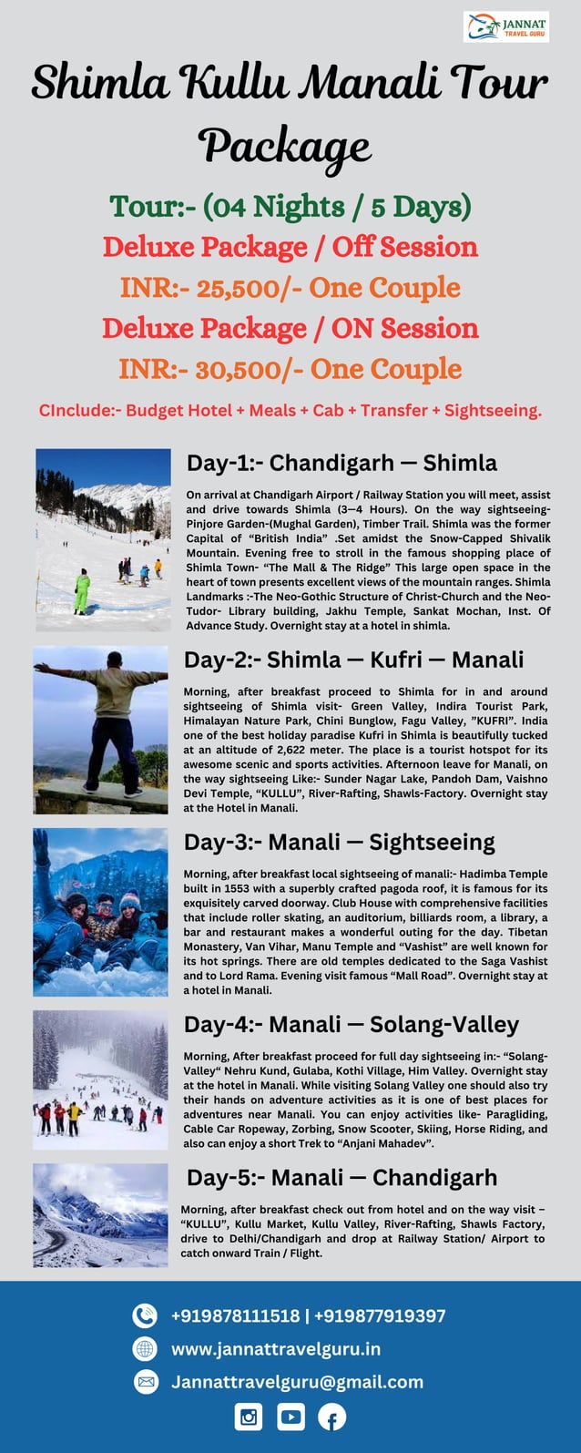 Shimla Kullu Manali Tour Package 4N/5D trip | PDF