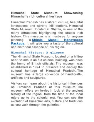 Himachal State Museum: Showcasing Himachal’s rich cultural heritage | PDF