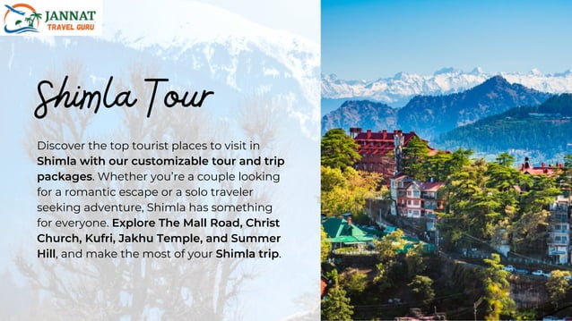 Shimla Tour ppt.pdf | Asia Travel | Travel Locations