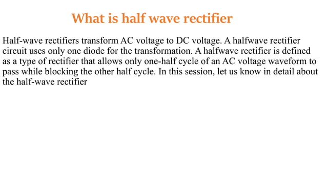 half wave rectifier and voltage double and zener diode | PPTX