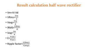 half wave rectifier and voltage double and zener diode | PPTX