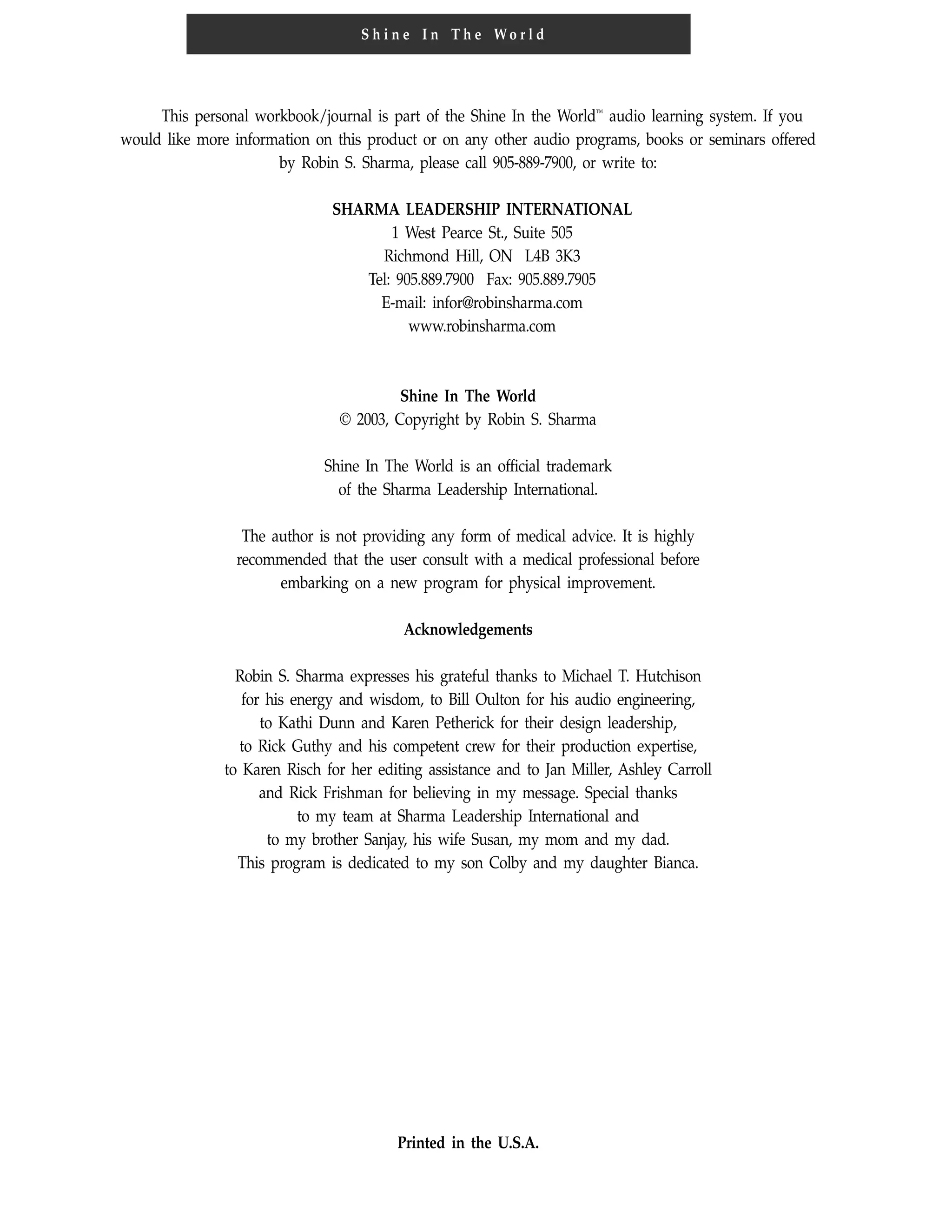 Shine In The World | PDF