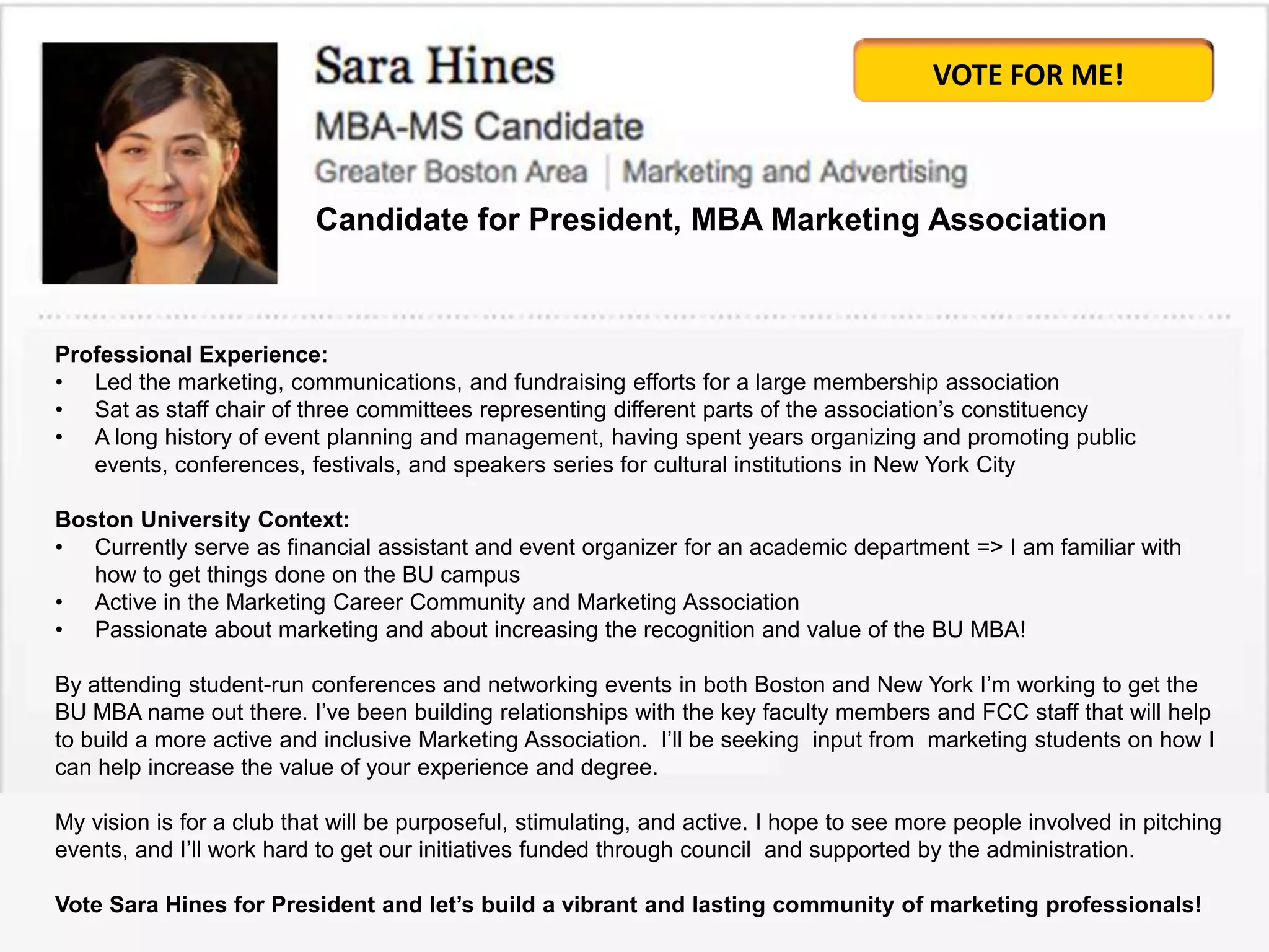 SHines BU Marketing Assocaition Presidential Platform | PPT