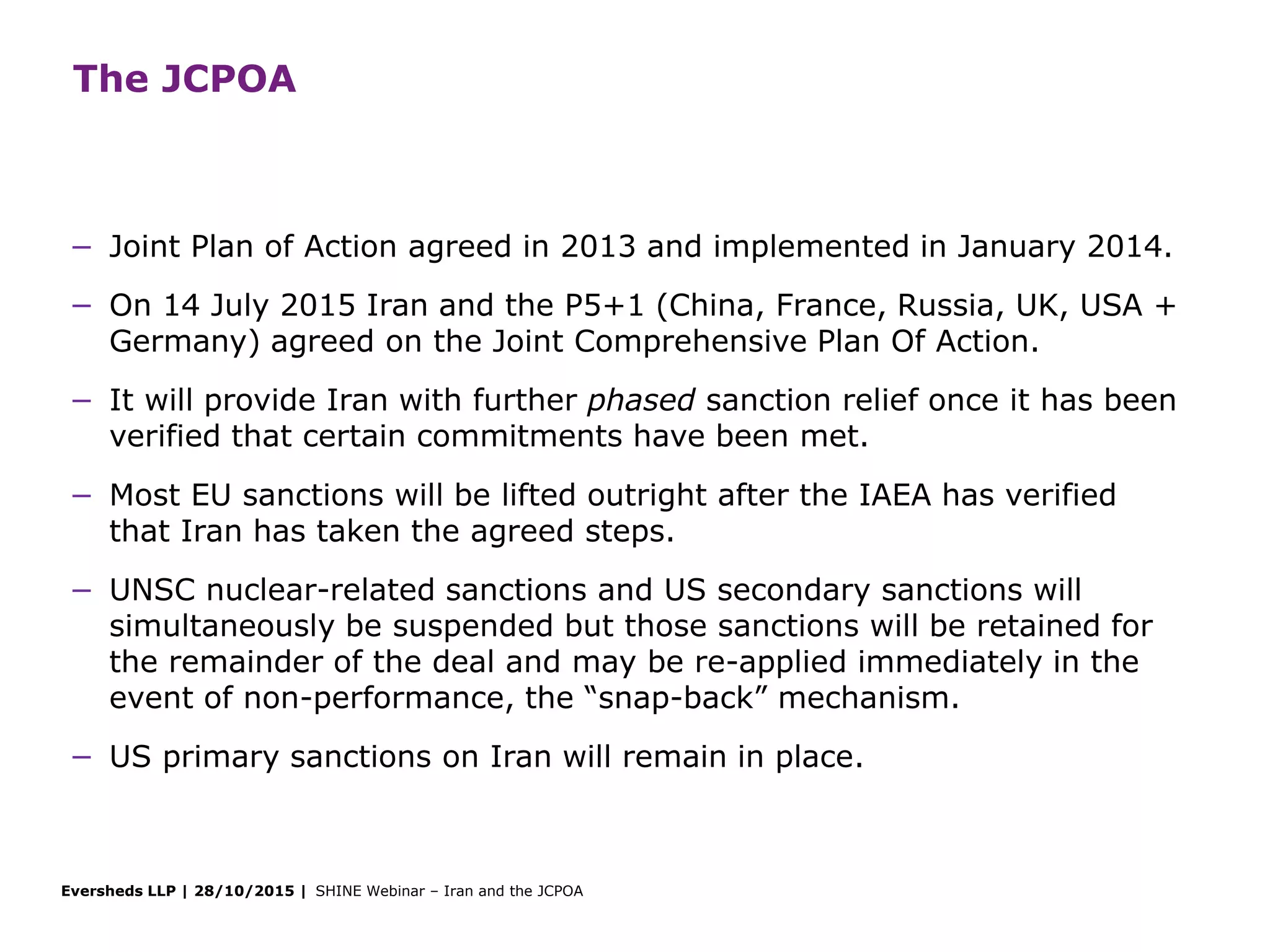 Iran and the JCPOA: Convergence to divergence | PPTX