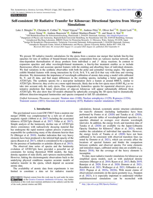 Self Consistent 3d Radiative Transfer For Kilonovae Directional