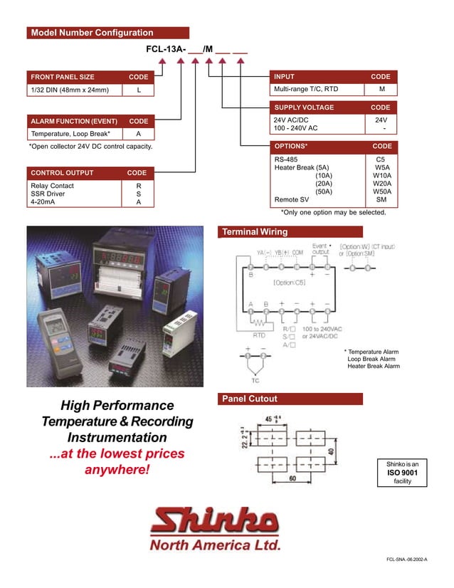 Shinko FCL Series 1/32 DIN Digital Temperature Controller - Available ...