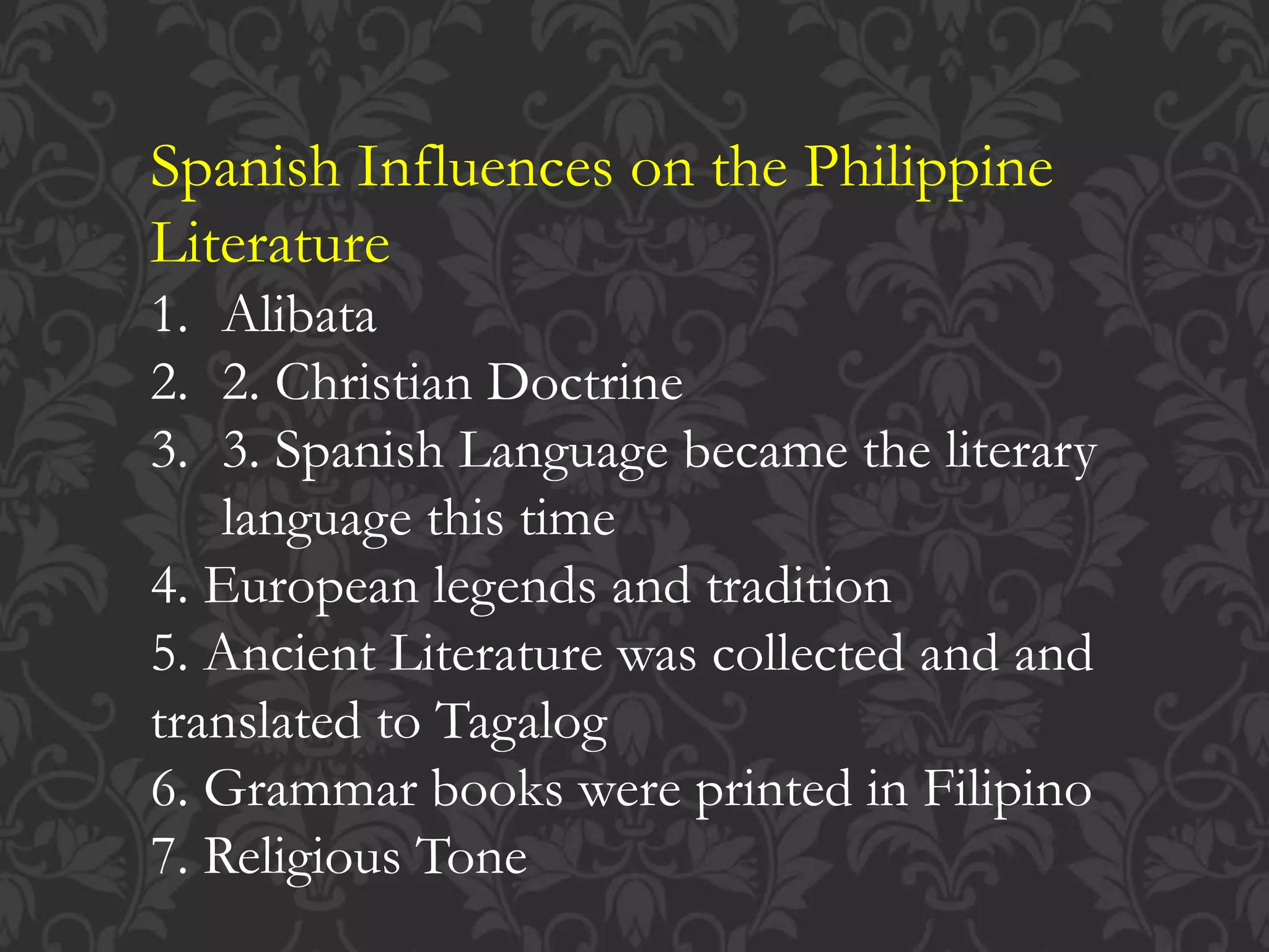 SPANISH AND PRE-COLONIAL TEXT PHILIPPINE LITERATURE | PPTX