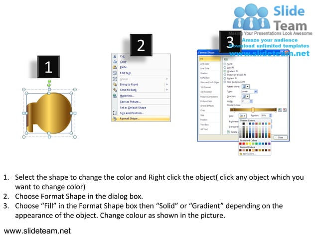 Shiny arrows curved golden silver design 2 powerpoint ppt slides. | PDF