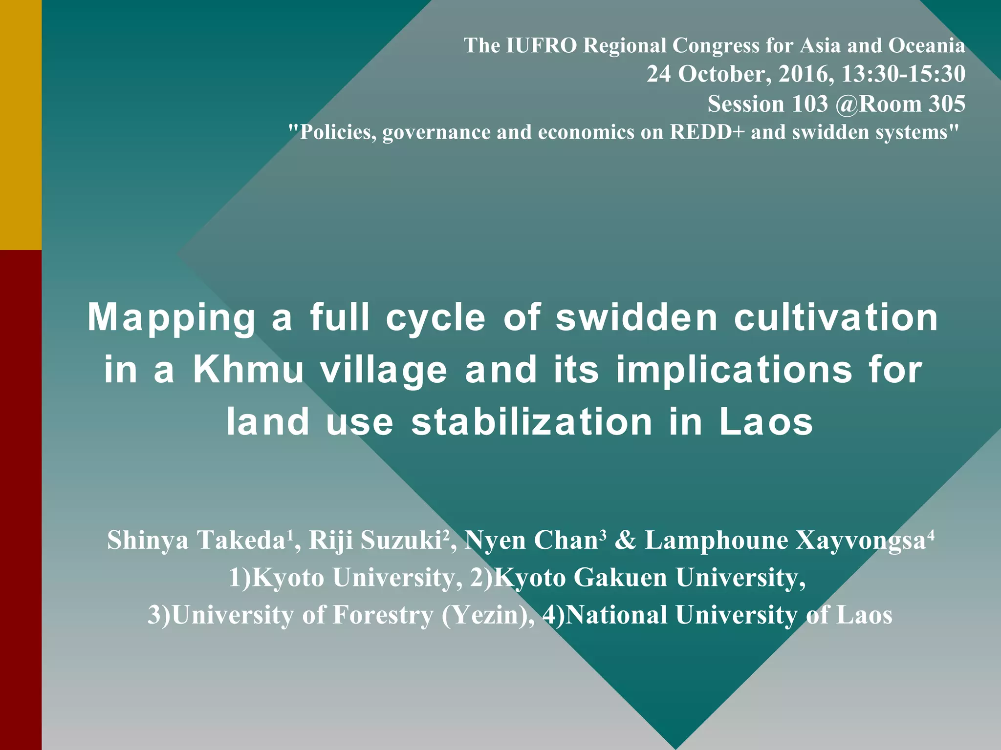 Mapping a full cycle of swidden cultivation in a Khmu village and its ...