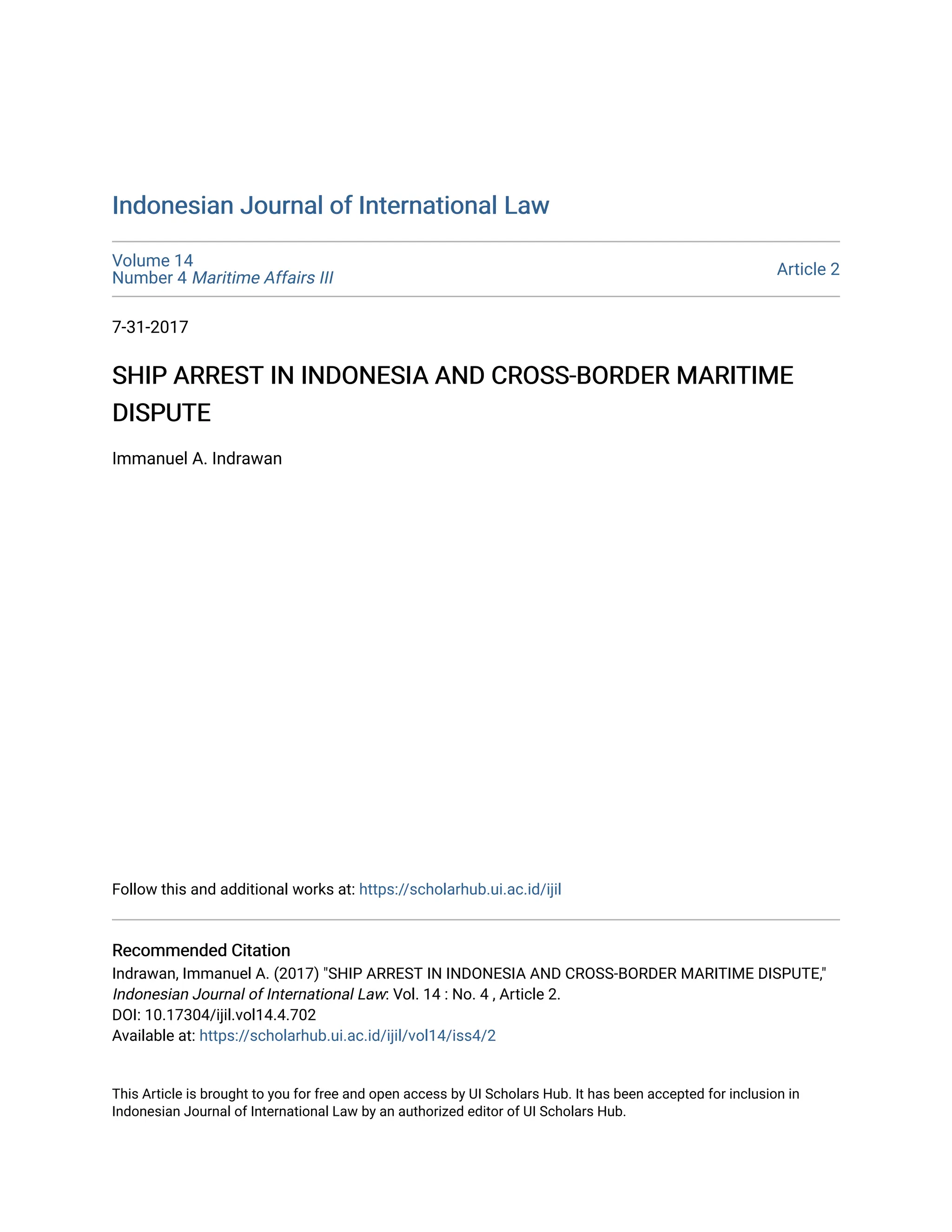 SHIP ARREST IN INDONESIA AND CROSS-BORDER MARITIME DISPUTE.pdf