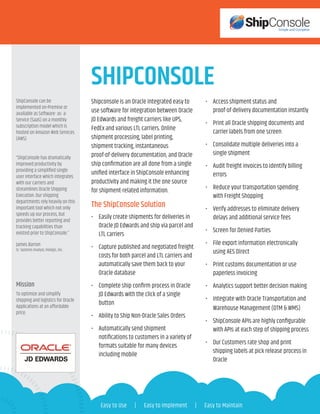 JD Edwards EnterpriseOne Shipping Software - ShipConsole | PDF