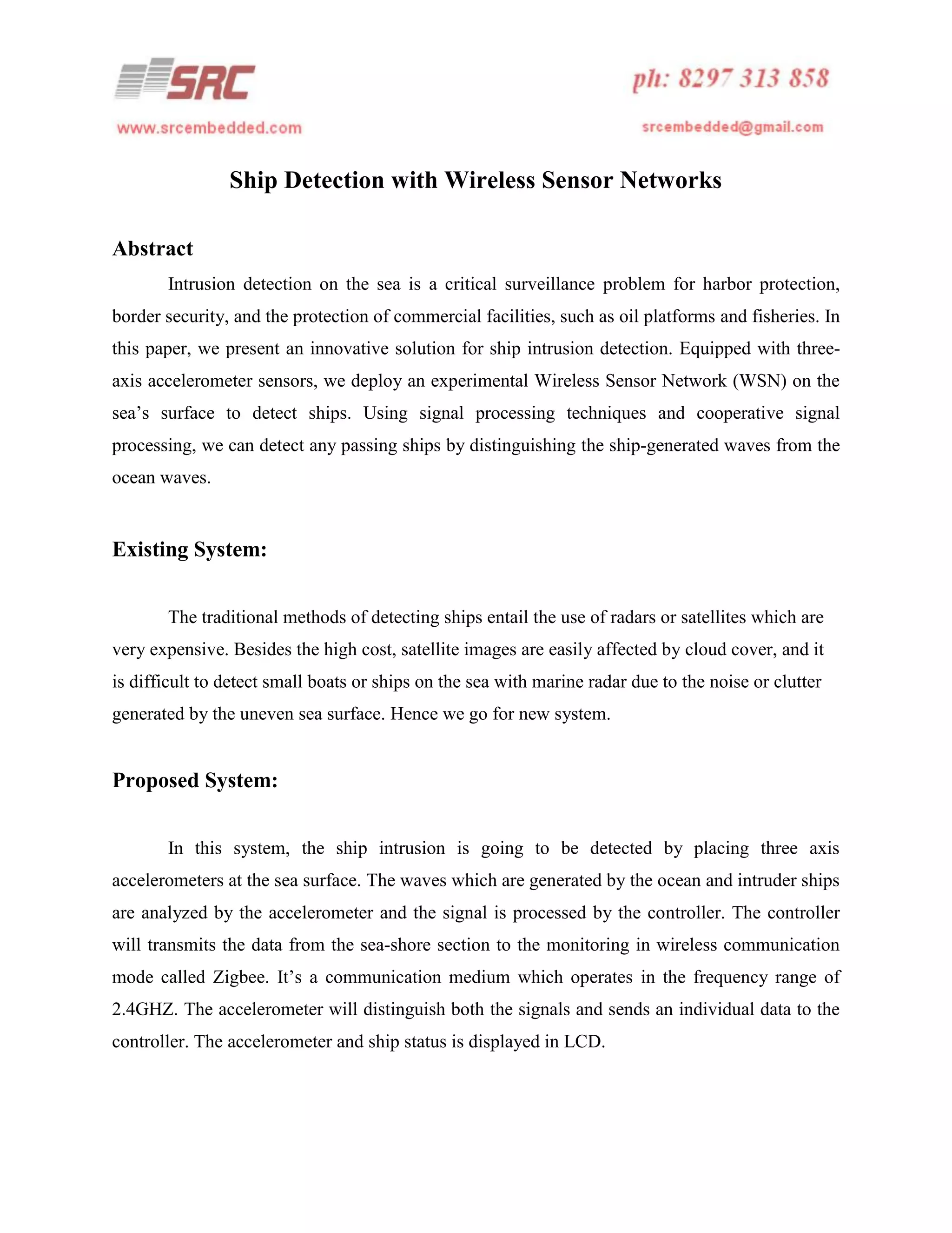 Ship detection with wireless sensor networks | PDF