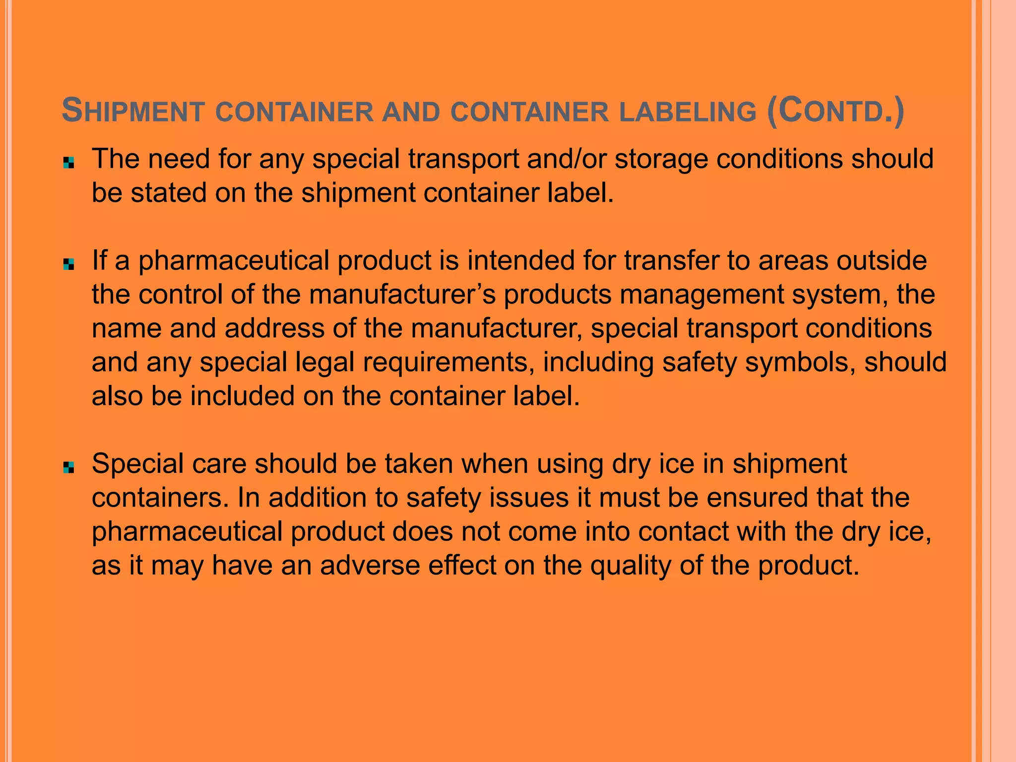 Shipment of Pharmaceutical Products | PPTX