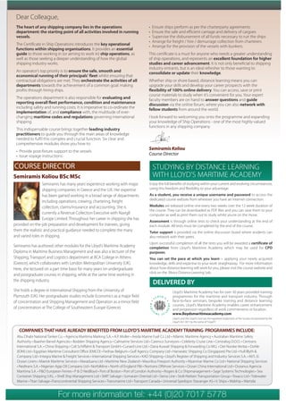 Certificate in Ship Operations by Lloyds Maritime Academy | PDF