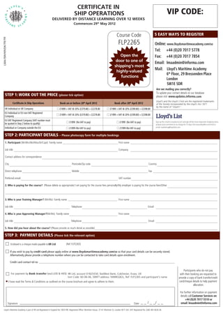 Certificate in Ship Operations by Lloyds Maritime Academy | PDF