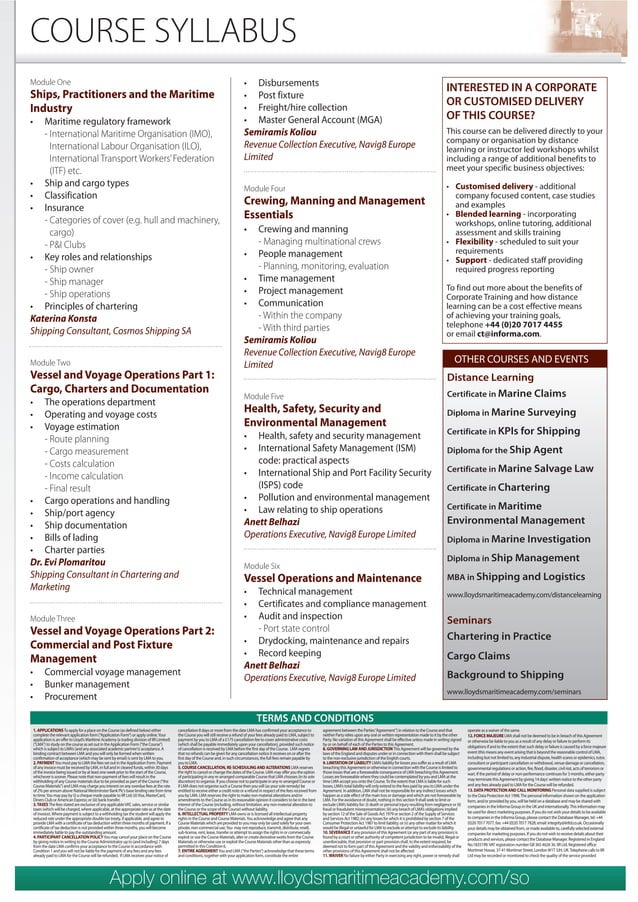 Certificate in Ship Operations by Lloyds Maritime Academy