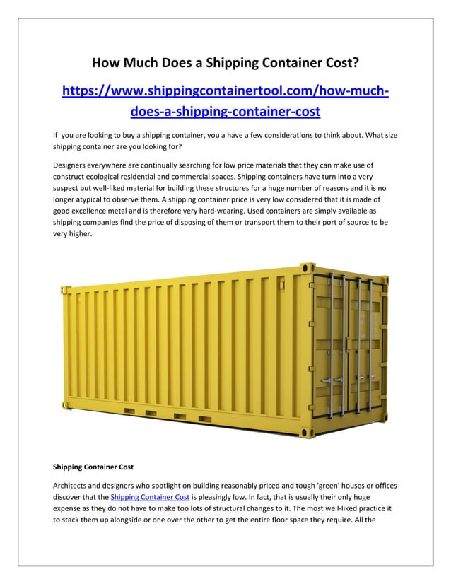 Shipping container cost | PDF