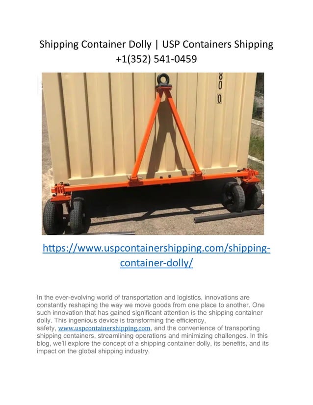 Shipping Container Dolly USP Containers Shipping +1(352) 541-0459.pdf Shipping Container Dolly USP Containers Shipping +1(352) 541-0459.pdf