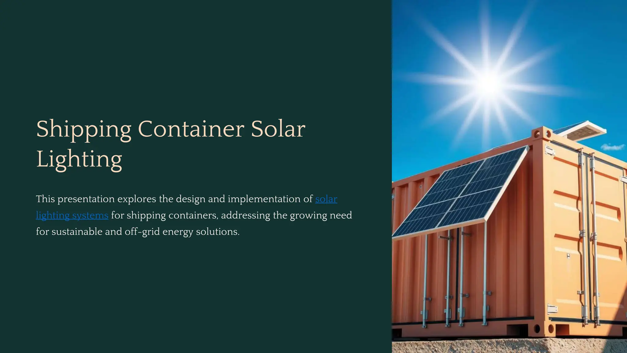 Shipping Container Solar Lighting - Sun-In-One | PPT