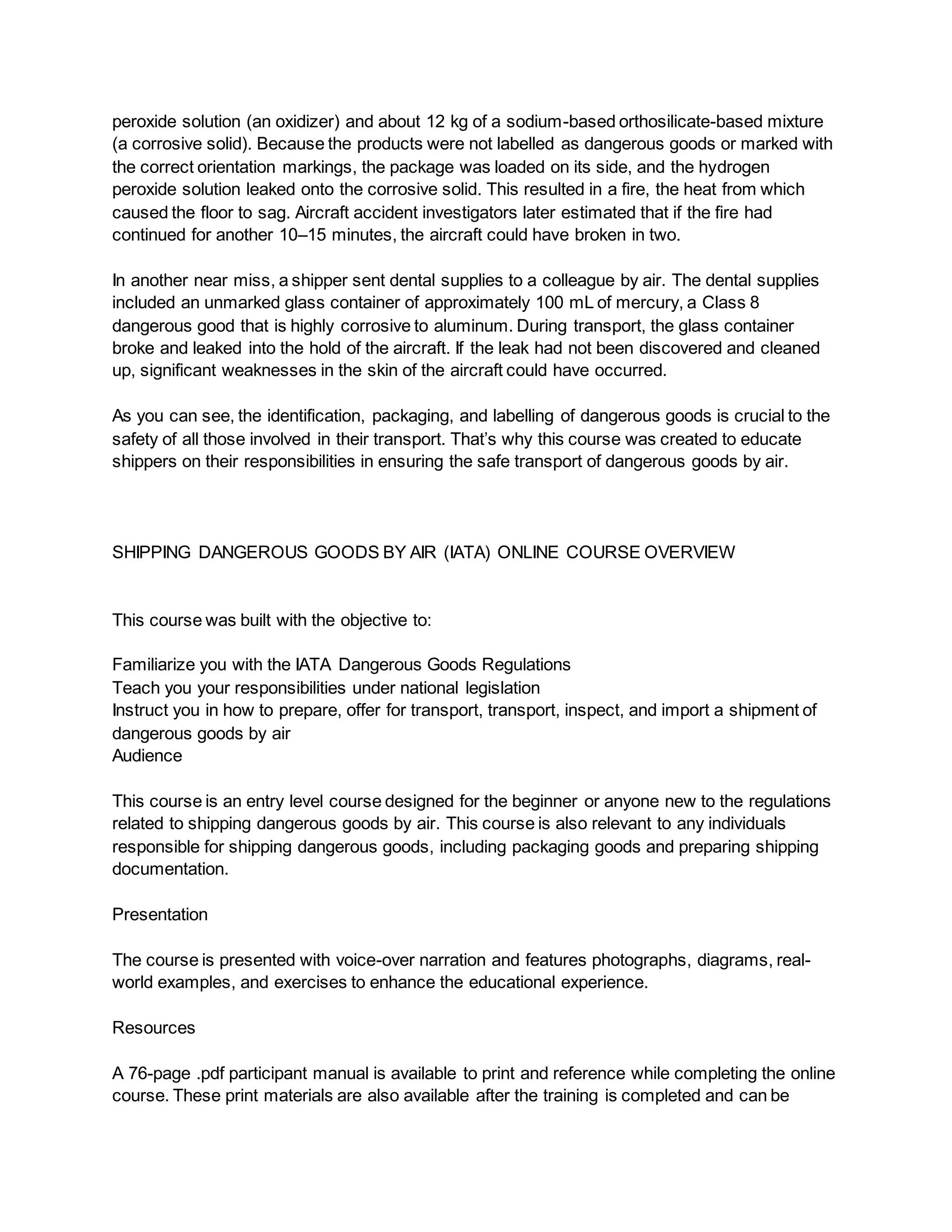 Shipping Dangerous Goods by Air (IATA) | DOCX