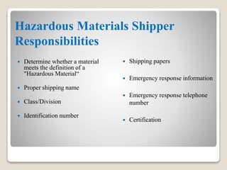 Shipping hazardous materials | PPTX