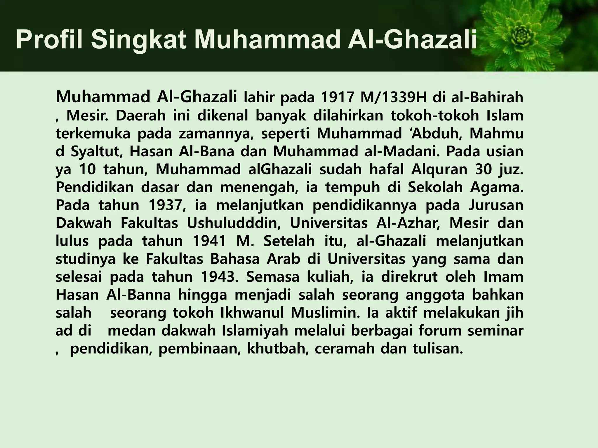 INTERPRETASI HADIS muhammad al ghazali dan Yusuf Qordhowi | PPTX