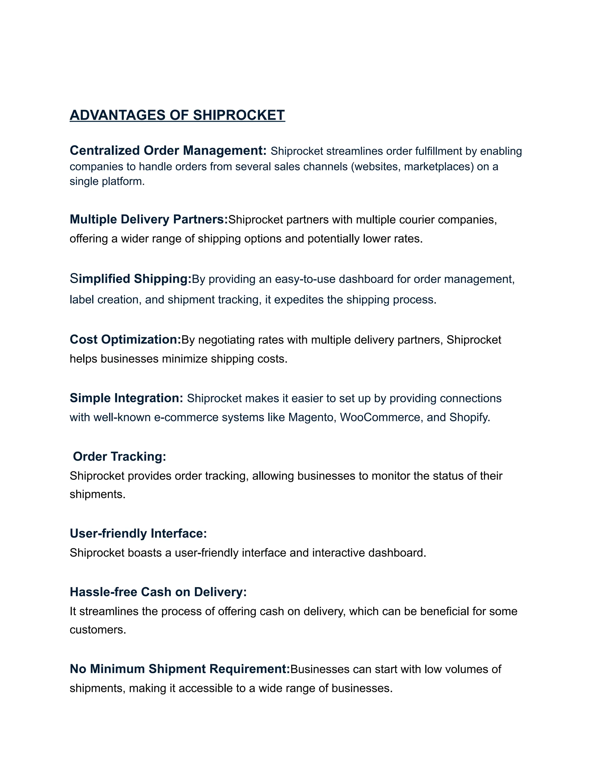 Functions of Shiprocket and its updation | PDF