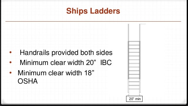 Ships ladder OSHA Code 1910.25 and IBC 1011.15 Code