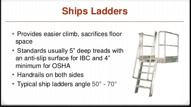 Ships ladder OSHA Code 1910.25 and IBC 1011.15 Code