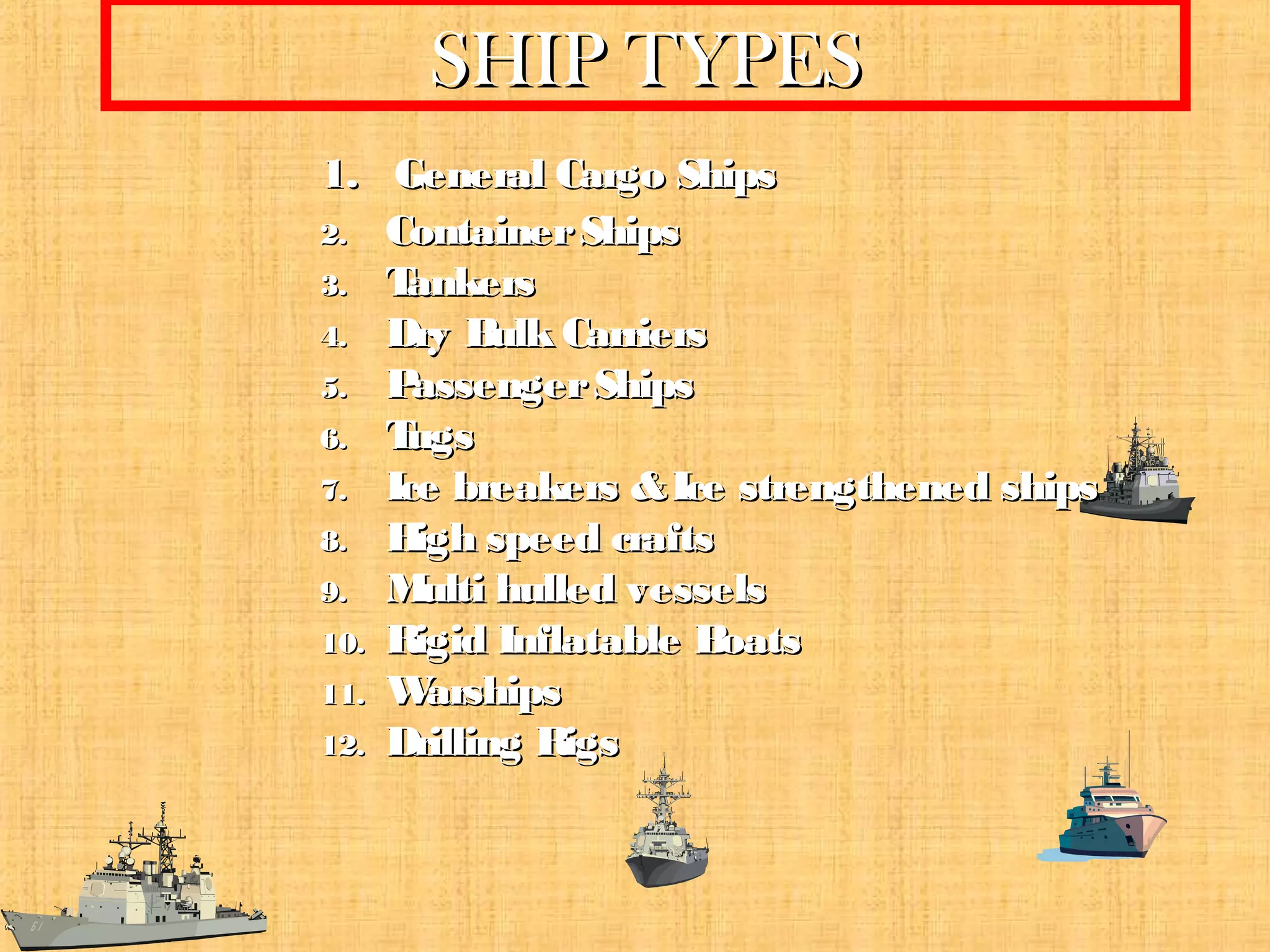VARIOUS SHIP TYPES | PPT