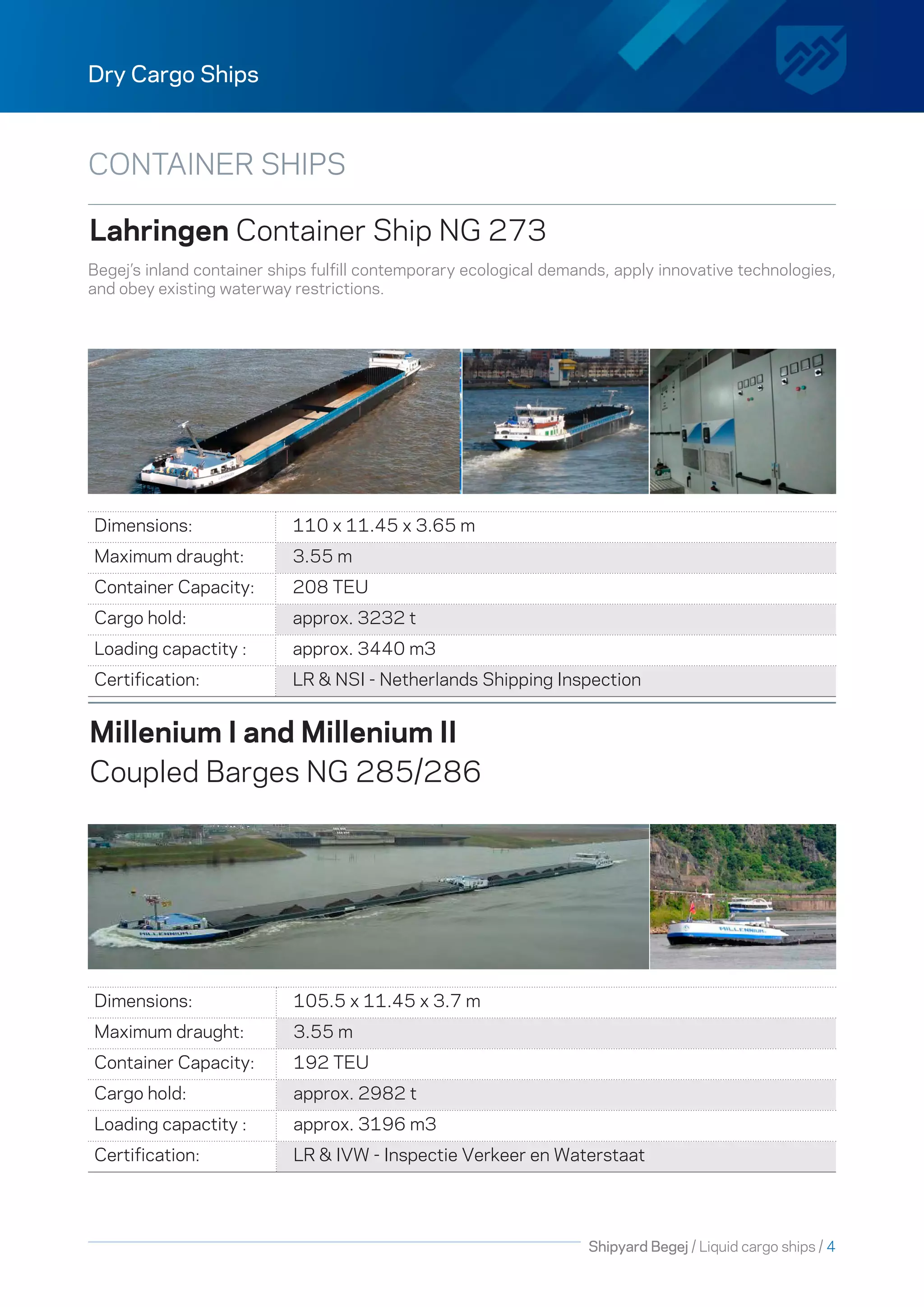 Shipyard Begej Container Vessels | PDF