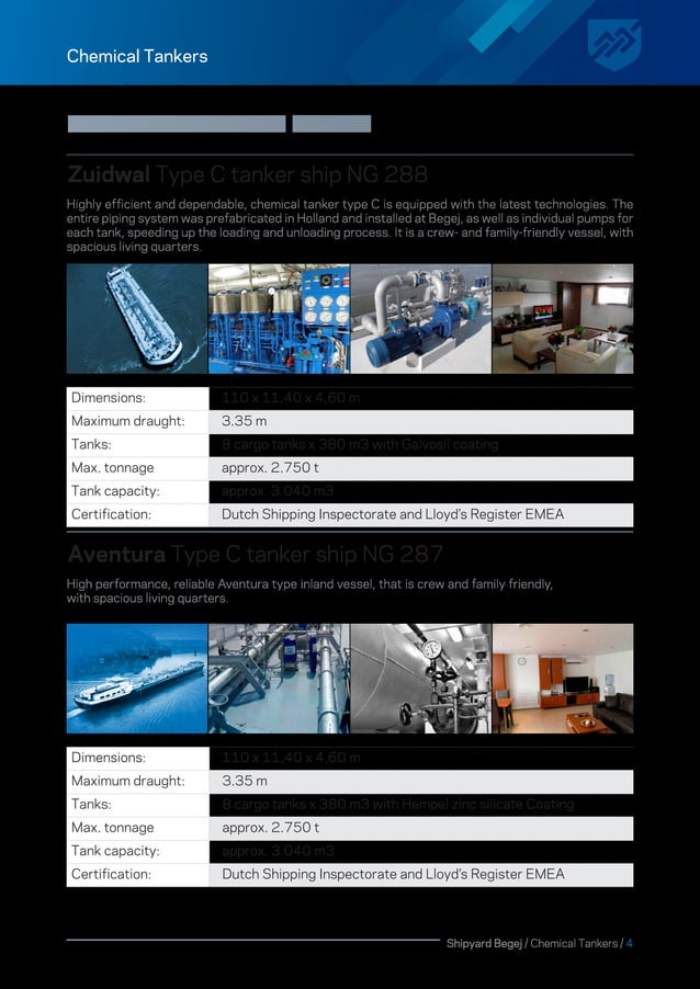 Shipyard Begej Inland Chemical Tankers | PDF | Cruises | Travel Type