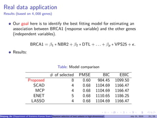 Bayesian selection of best subsets in high-dimensional regression | PPT | Free Download