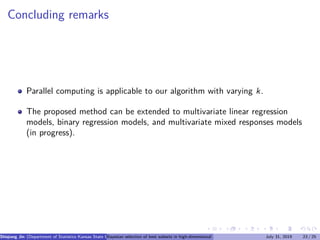 Bayesian selection of best subsets in high-dimensional regression | PPT