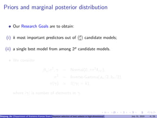 Bayesian selection of best subsets in high-dimensional regression | PPT
