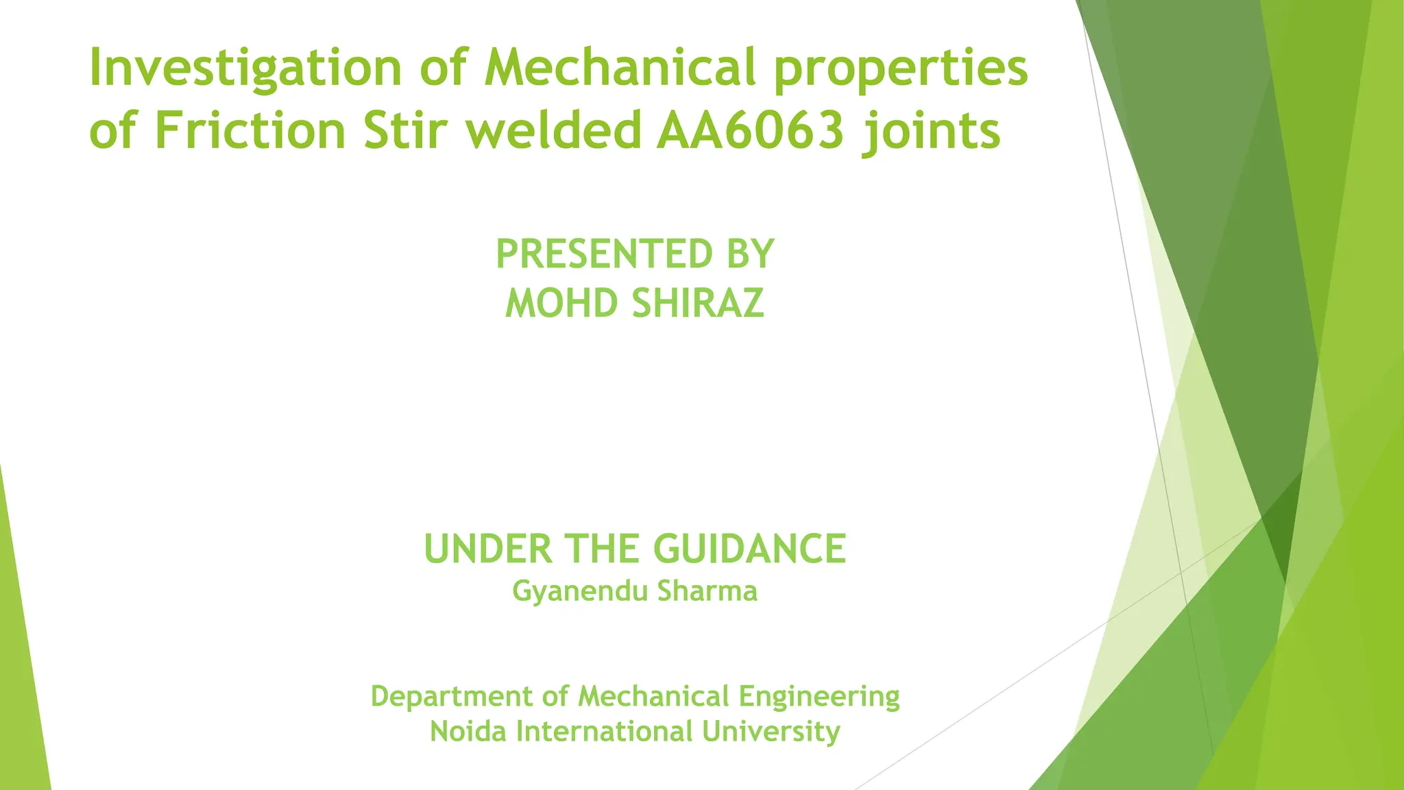 Investigation of Mechanical properties of Friction Stir welded AA6063 ...