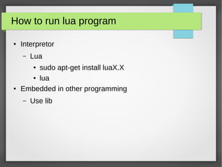 Lua زبان برنامه نویسی | PPT