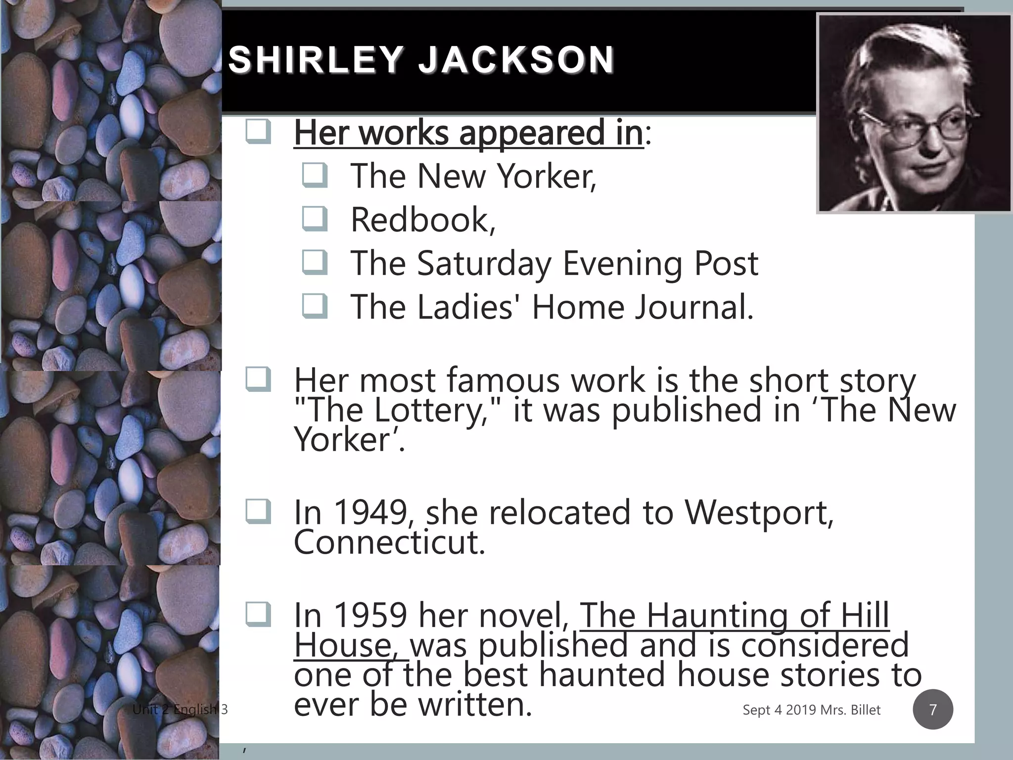 Shirley Jackson The Lottery PowerPoint Sept 4 2019 (1).ppt