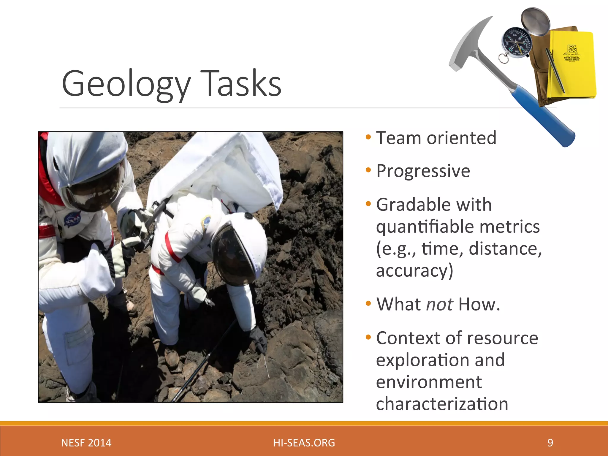 Geological field activities at the HI-SEAS planetary surface analog ...