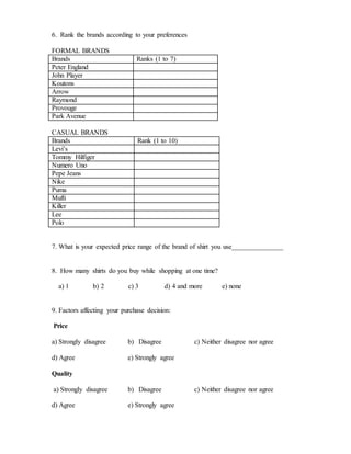 Shirts questionnaire | DOC