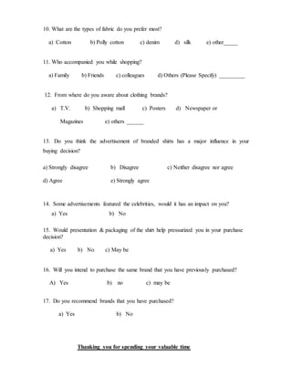 Shirts questionnaire | DOC