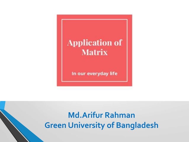 application of matrix ppt | PPT