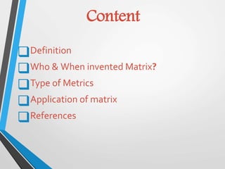 application of matrix ppt | PPT