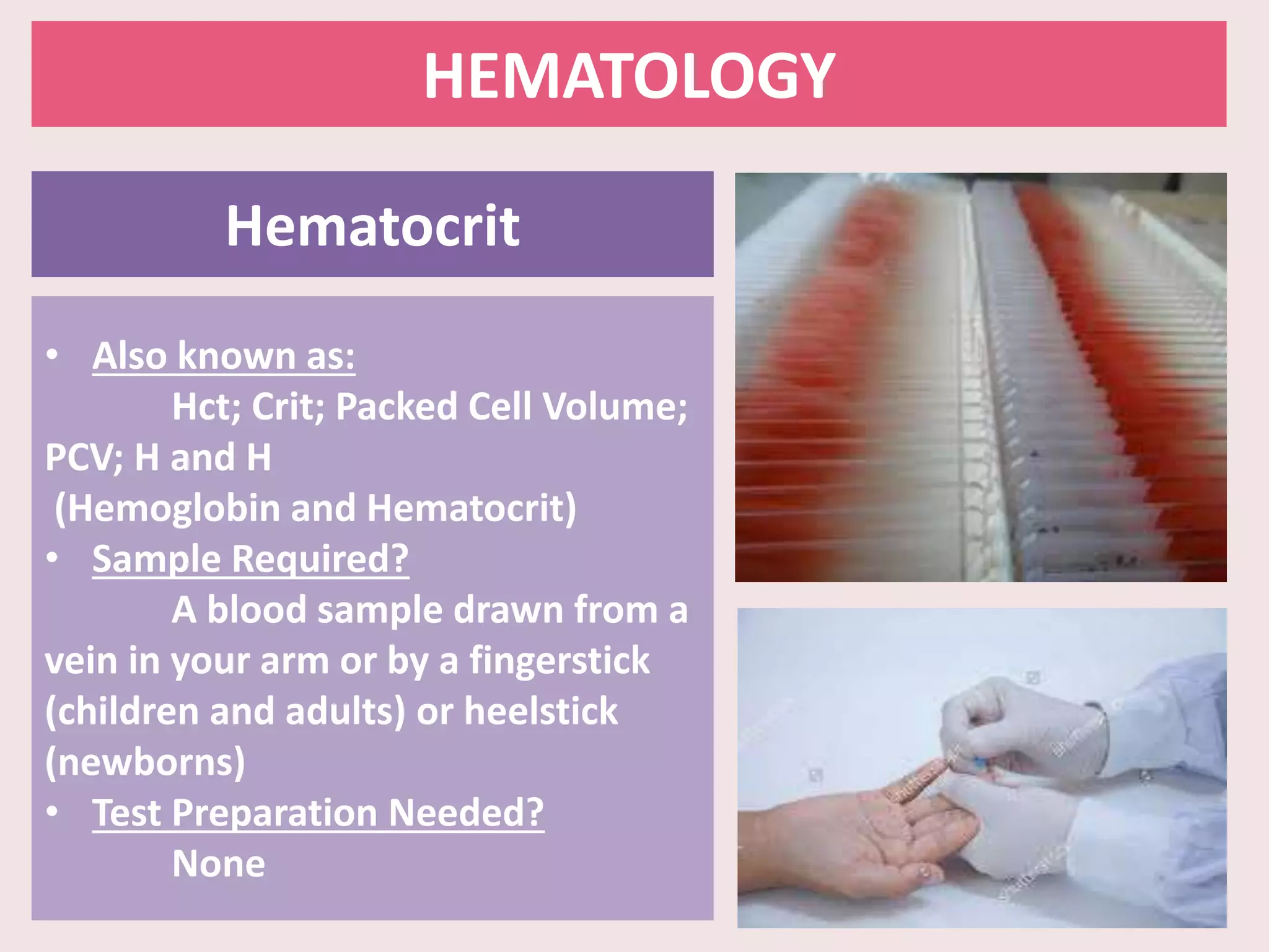HEMATOLOGY: Laboratory Tests | PPTX