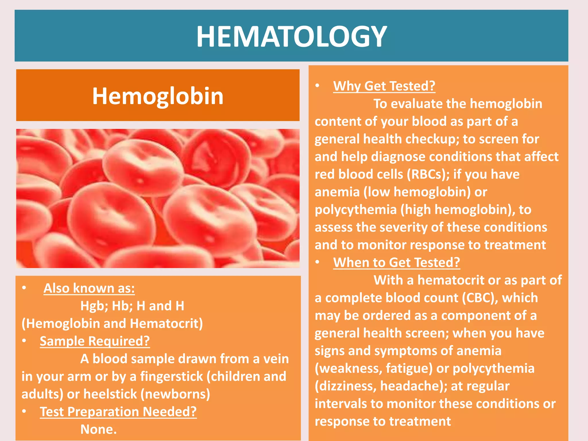 HEMATOLOGY: Laboratory Tests | PPTX